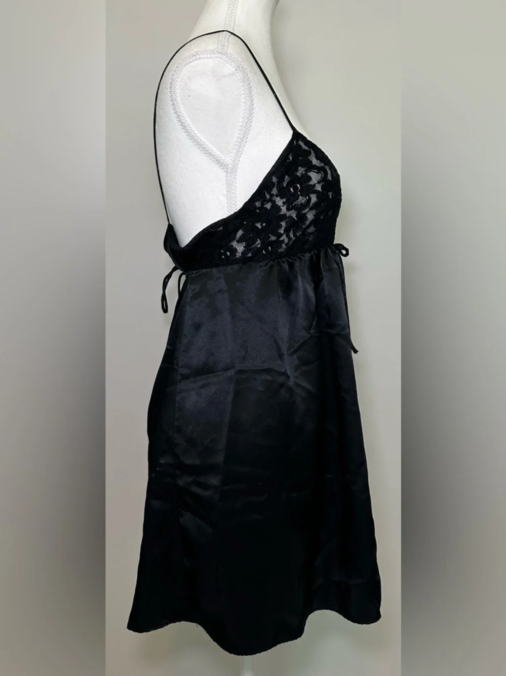Val Mode | Dresses | Vintage Val Mode Black Lace Satin Babydoll Slip ...